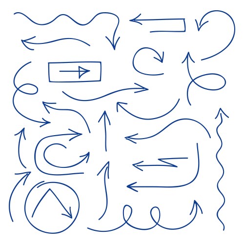 Hand drawn arrows set arrow sketch creative Vector Image