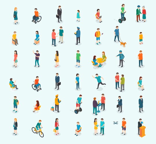 Gathering people group top view walking men Vector Image
