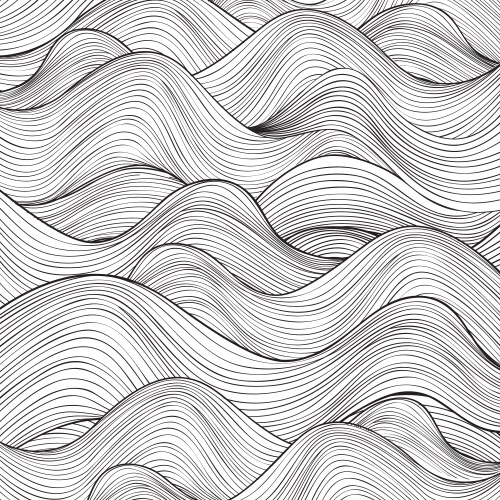 Wave lines pattern thin black wavy isolated Vector Image