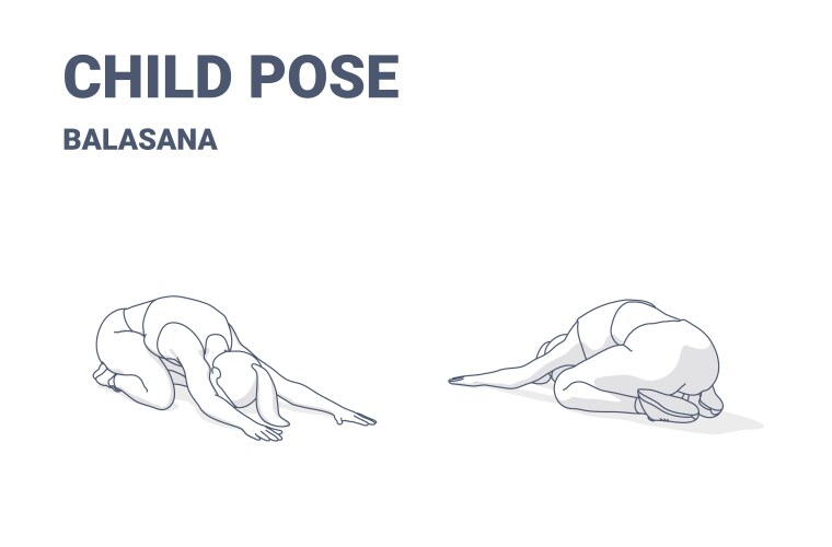 Child pose exercise female home workout routine Vector Image