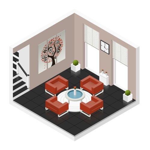 Living room isometric set Royalty Free Vector Image