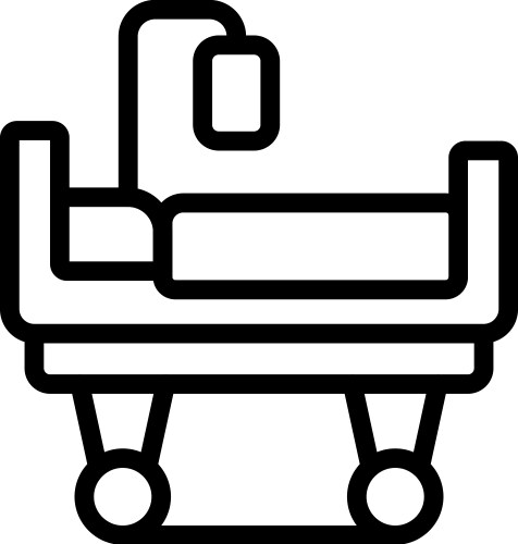 Hospital bed and medical information icon line art