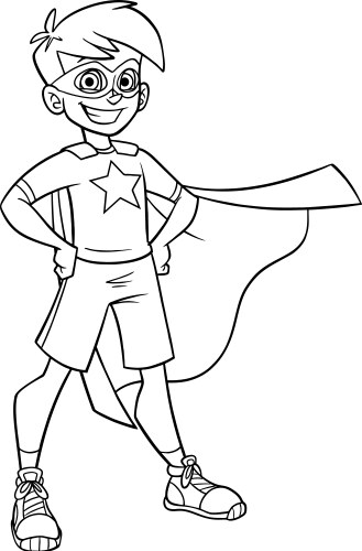 Boy grade student coloring page Royalty Free Vector Image