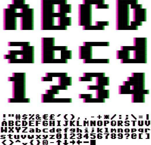 Pixel game retro font Royalty Free Vector Image
