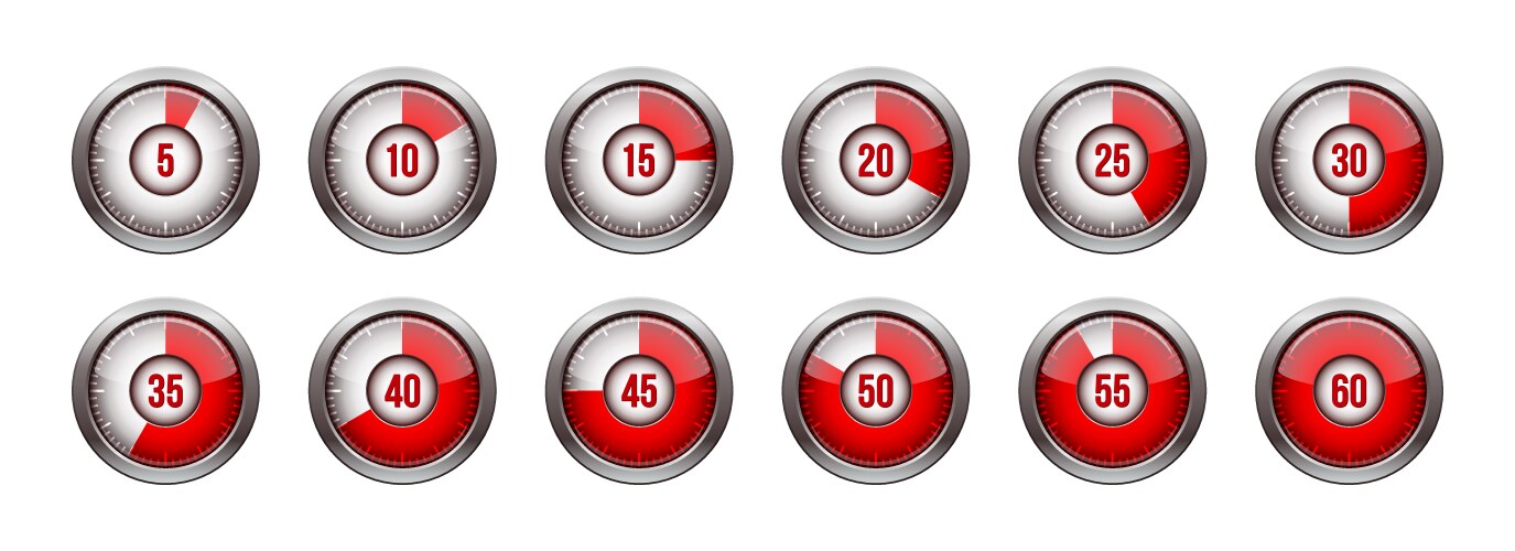 Timer Stopwatch Icons Clock With Different Vector Image