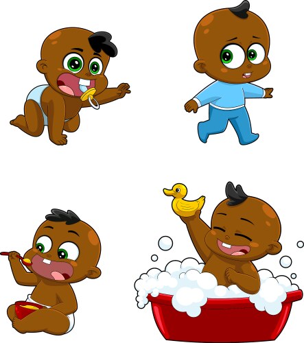Smiling african american cartoon character Vector Image