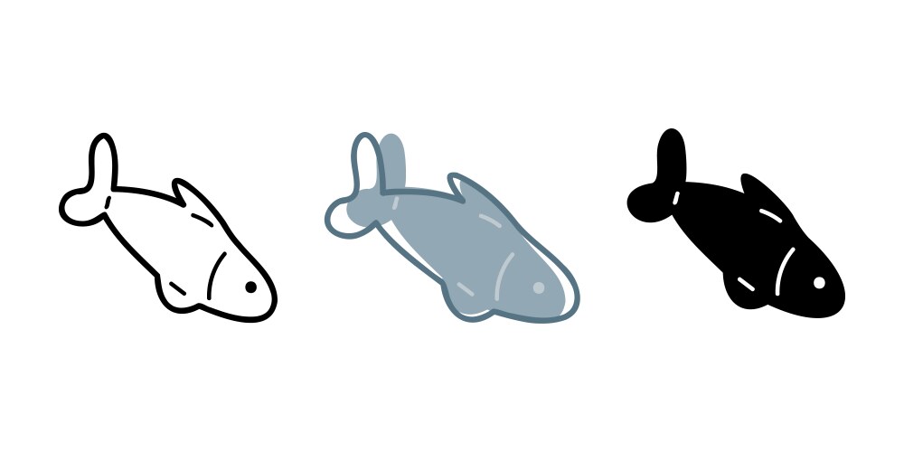 Doodle Set With Silhouette Fish Jellyfish Vector Image