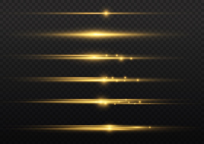 Golden glow line yellow horizontal light rays Vector Image