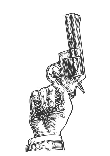 Hand holding in fingers a gun Royalty Free Vector Image