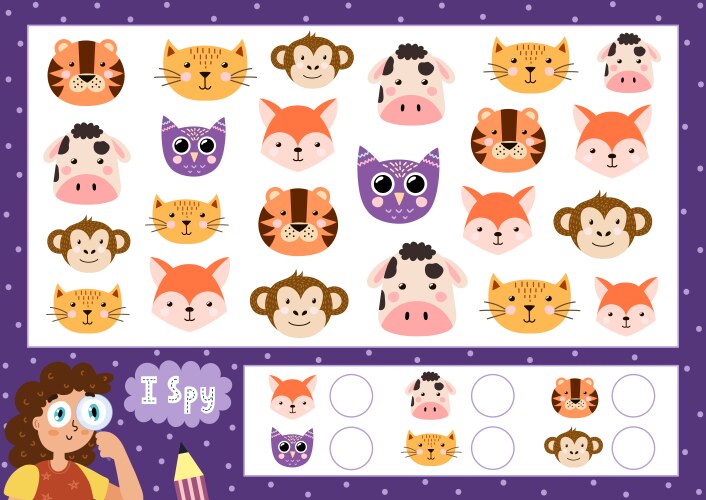 I spy game for kids find and count cute birds Vector Image
