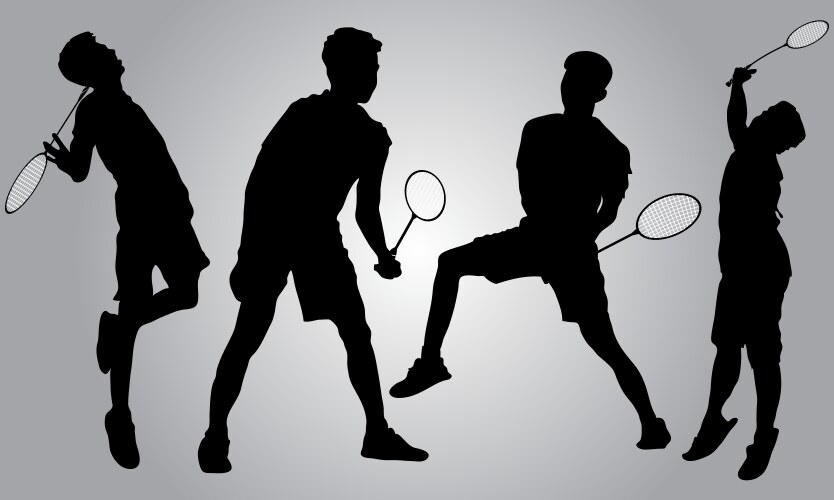 Badminton player flat silhouette collection Vector Image