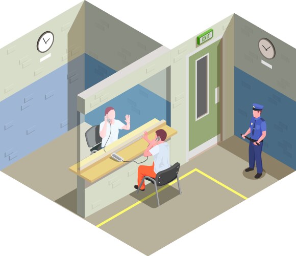 Prison jail isometric composition Royalty Free Vector Image