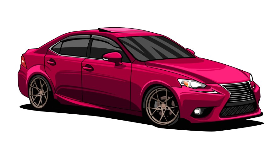 Modified car low tires design Royalty Free Vector Image