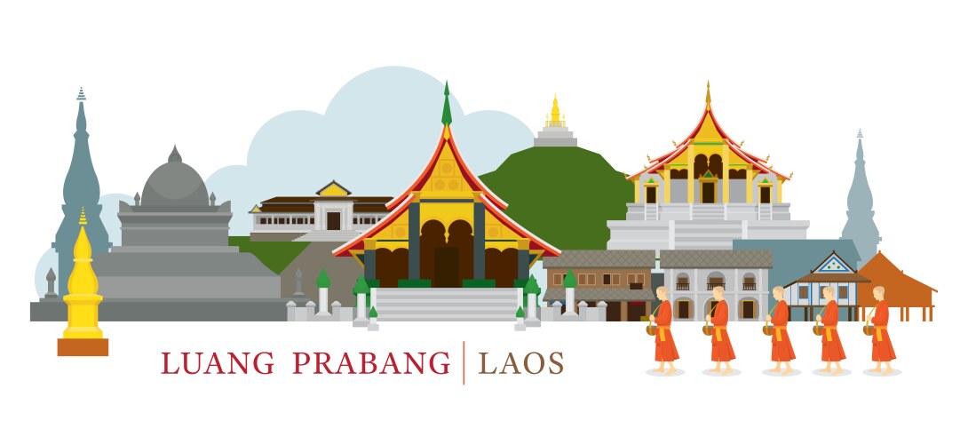 Laos landmarks skyline Royalty Free Vector Image