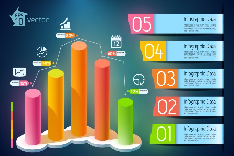 Abstract business chart infographics Royalty Free Vector
