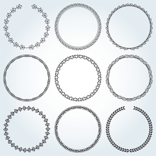 Collection of round decorative border frames Vector Image