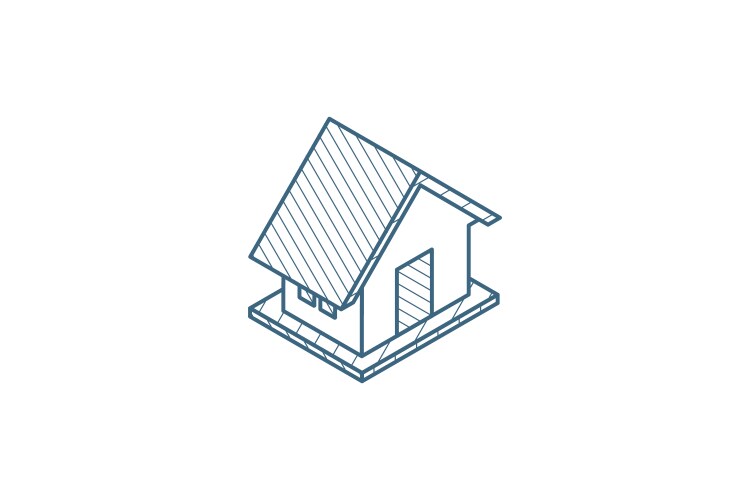 Residential house outline isometric drawing Vector Image
