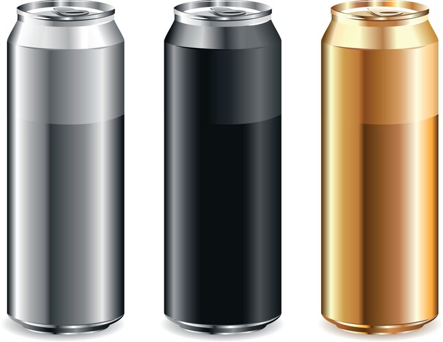 Set of aluminum can in color isolated on white Vector Image