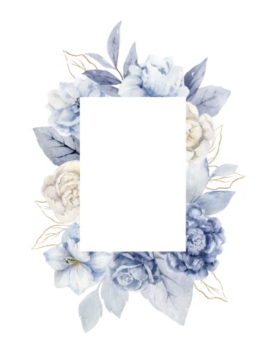 A watercolor winter frame with dusty blue Vector Image