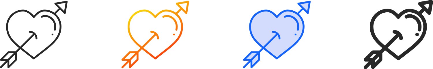 Bow iconthin linear gradient blue stroke and bold Vector Image