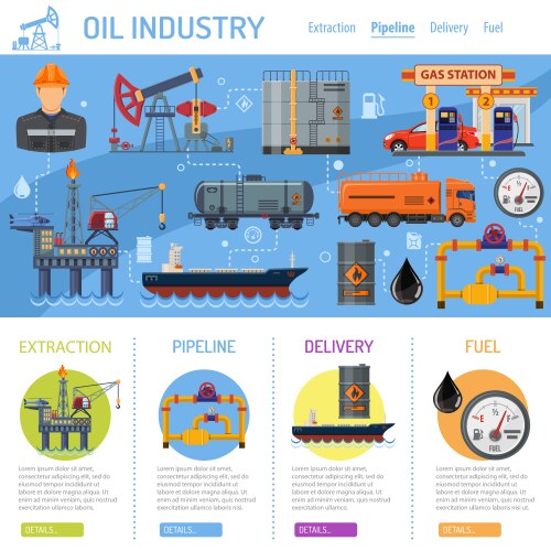 Gas oil industry infographics Royalty Free Vector Image