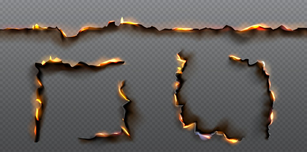 Paper burning edges with fire flames effect Vector Image