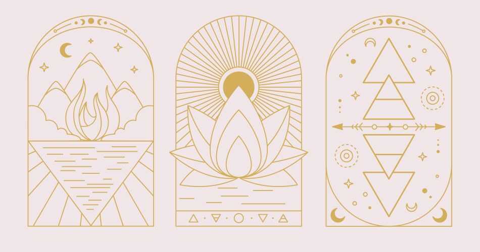 Modern magic witchcraft card with four elements Vector Image