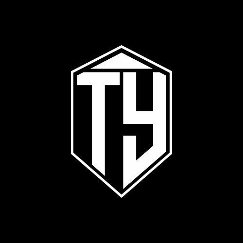 Ty logo monogram shield shape with crown design Vector Image