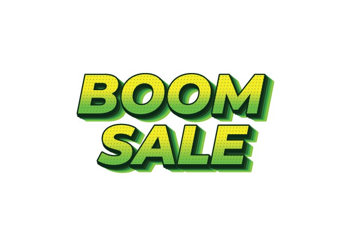 Boom sale text effect in eye catching color Vector Image