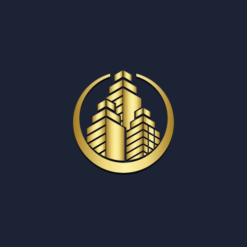 Home building cityscape gold logo Royalty Free Vector Image