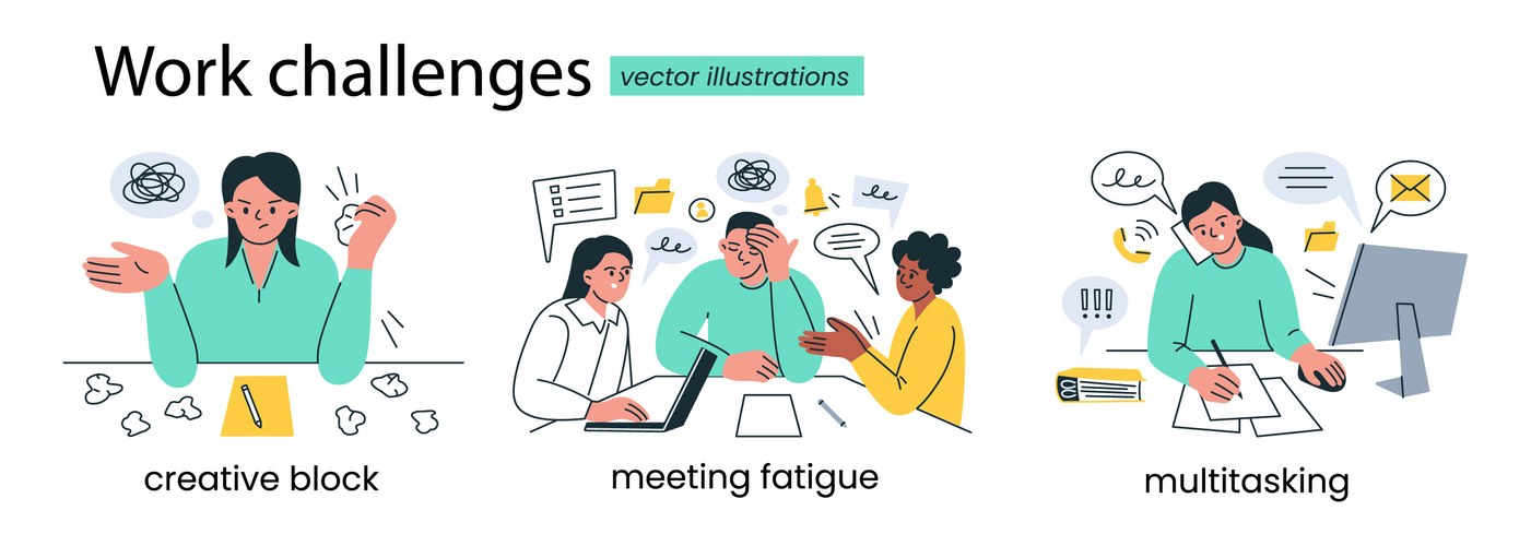 Office Stress & Burnout – Royalty-Free Vector | VectorStock