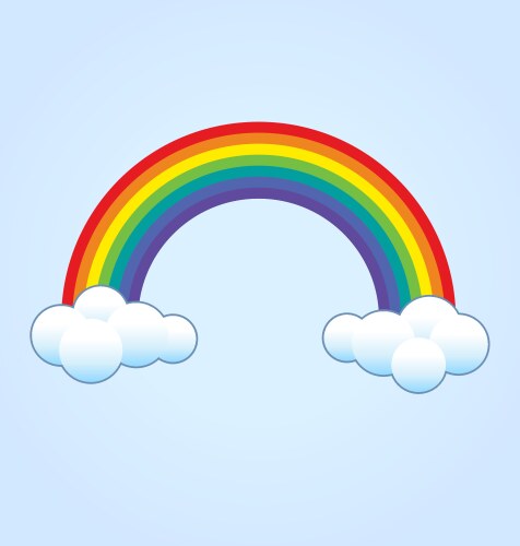 Rainbow with two clouds Royalty Free Vector Image