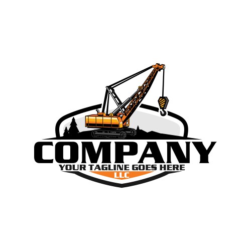 Crusher heavy equipment dump truck logo Royalty Free Vector