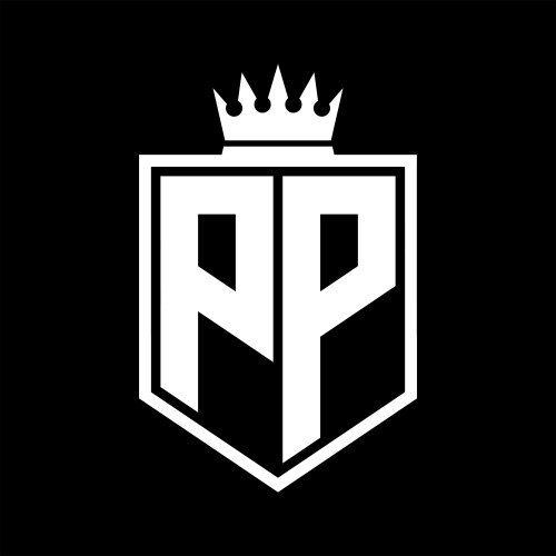 Pp letter bold monogram triangle curve shield Vector Image