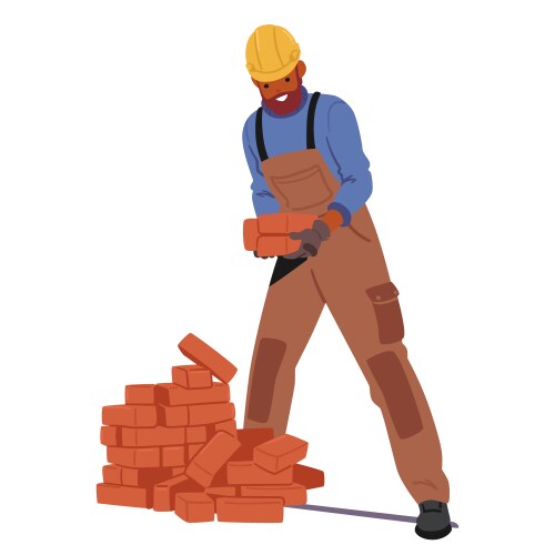 Construction worker male character in uniform Vector Image