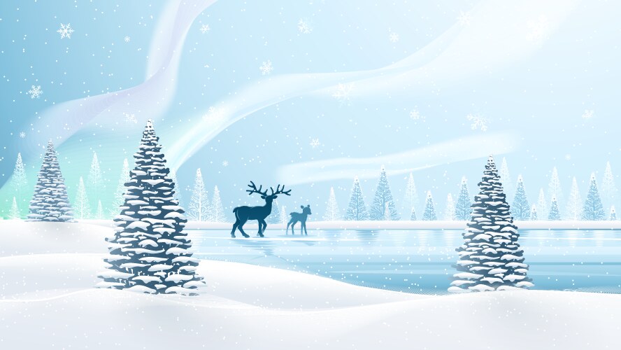 Christmas card with reindeer and snowflakes Vector Image