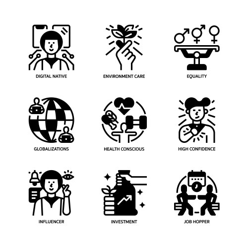 Generation z icons set Royalty Free Vector Image