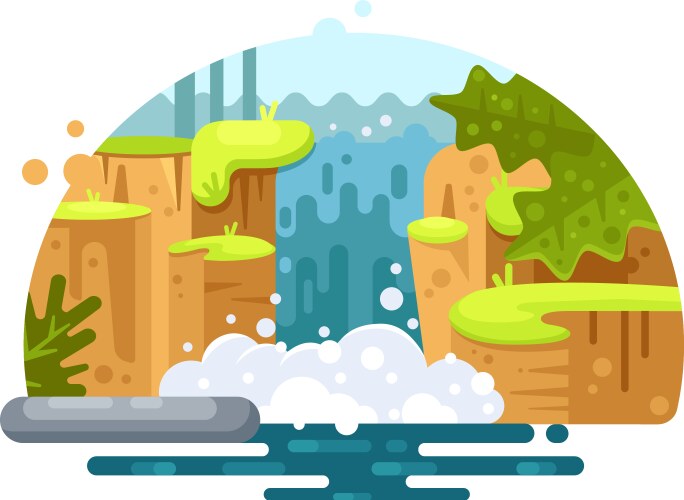 A beautiful waterfall landscape Royalty Free Vector Image