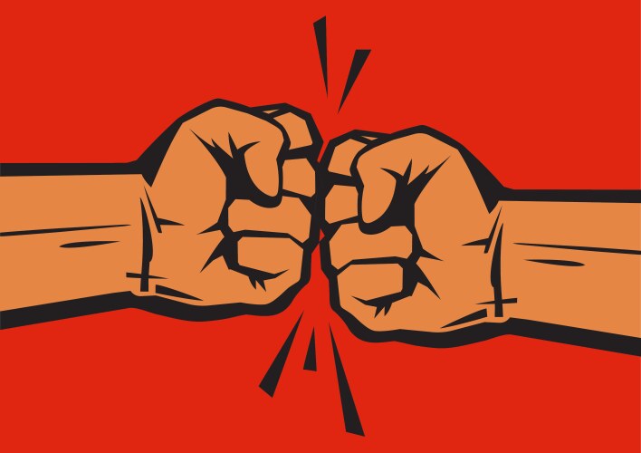 Two clenched fists bumping together on pop art Vector Image