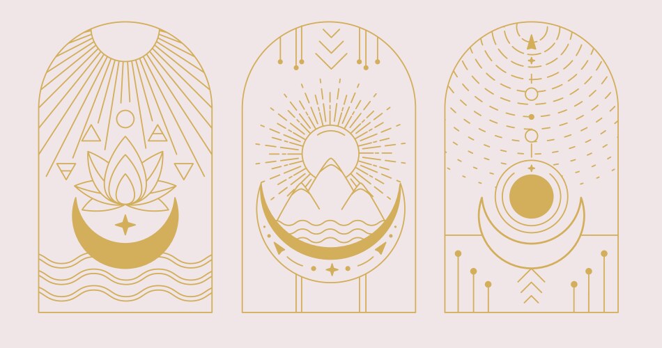 Modern magic witchcraft card with four elements Vector Image