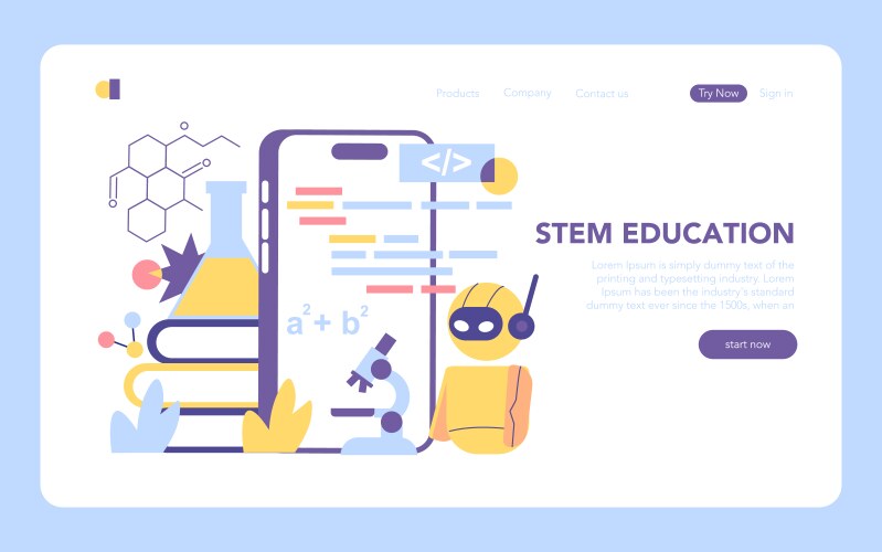 Stem education flat Royalty Free Vector Image - VectorStock