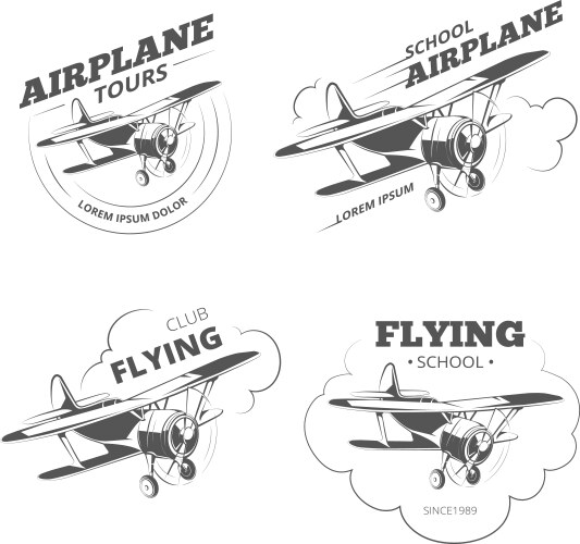 Aircraft and transportation labels air tourism Vector Image