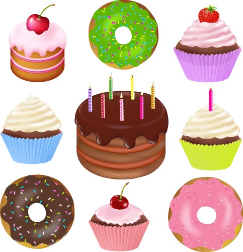 Fancy cakes Royalty Free Vector Image - VectorStock