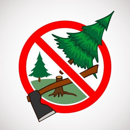 Do not cut tree sign Royalty Free Vector Image