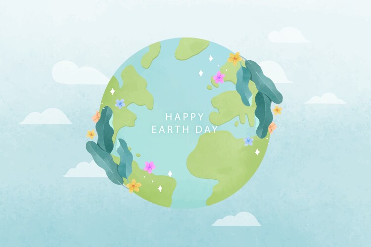 Watercolor earth day background Royalty Free Vector Image
