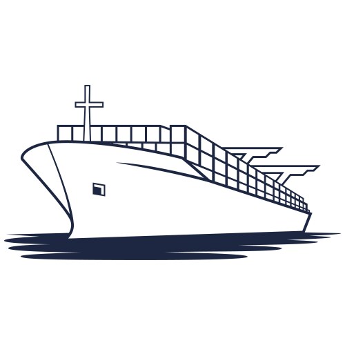 Cargo ship clipart container outline art Vector Image