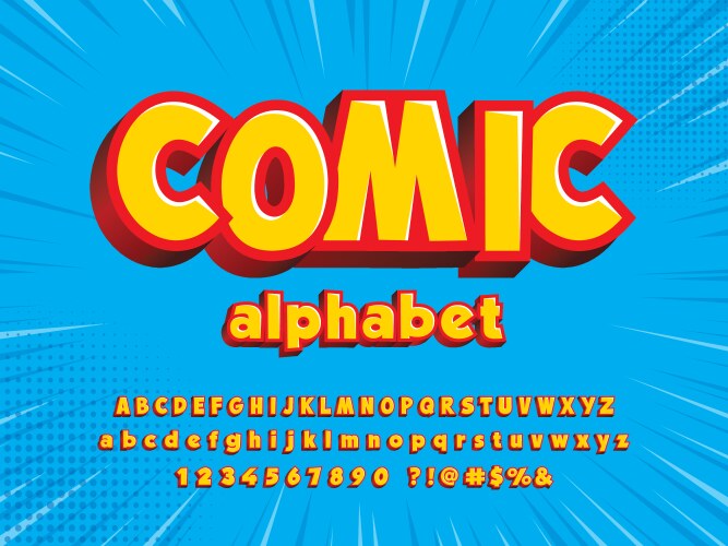 Comic font for posters pop art retro game Vector Image