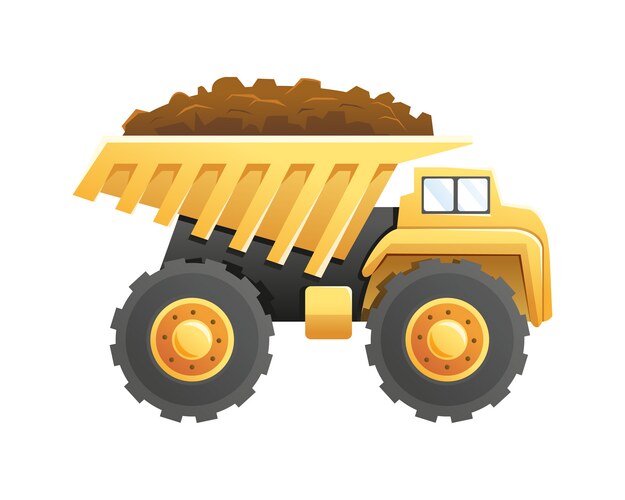 Cartoon mining dump truck for coal transportation Vector Image
