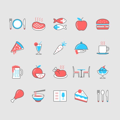 Food line icons editable stroke Royalty Free Vector Image