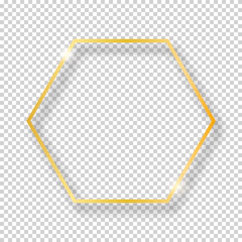 Golden frame in rectangle shape with light effect Vector Image